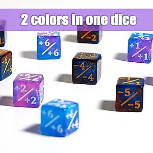 Sumind 24 Pieces MTG Dice Counters Token Dice Compatible with Magic The Gathering Dice Glitter D6 Dice Cube Loyalty Counter Dice Compatible with MTG, CCG, Card Gaming Accessory (Artsy Style)