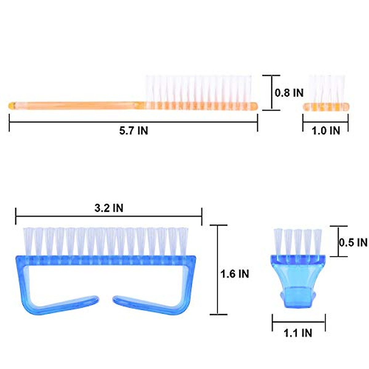 Handle Grip Nail Brush, Hand Fingernail Scrub Cleaning Brushes for Toes and Nails Cleaner, Pedicure Scrubbing tool kit for Men and Women 10 Pack (Multicolor)