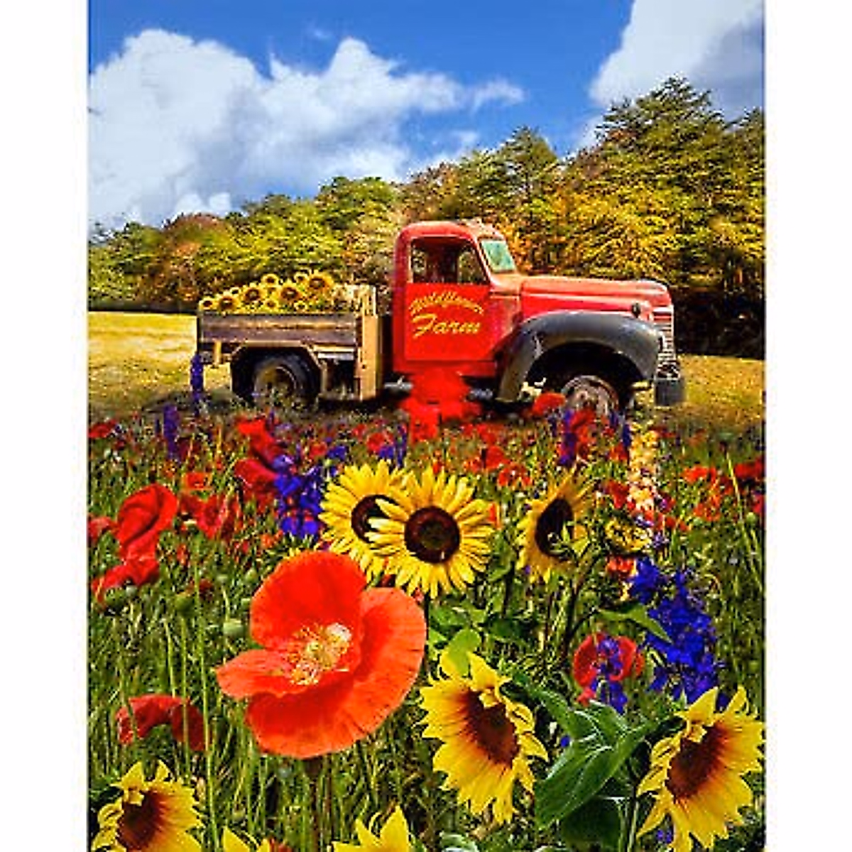 Wildflowers Farm Digital Cotton Print Fabric Panel