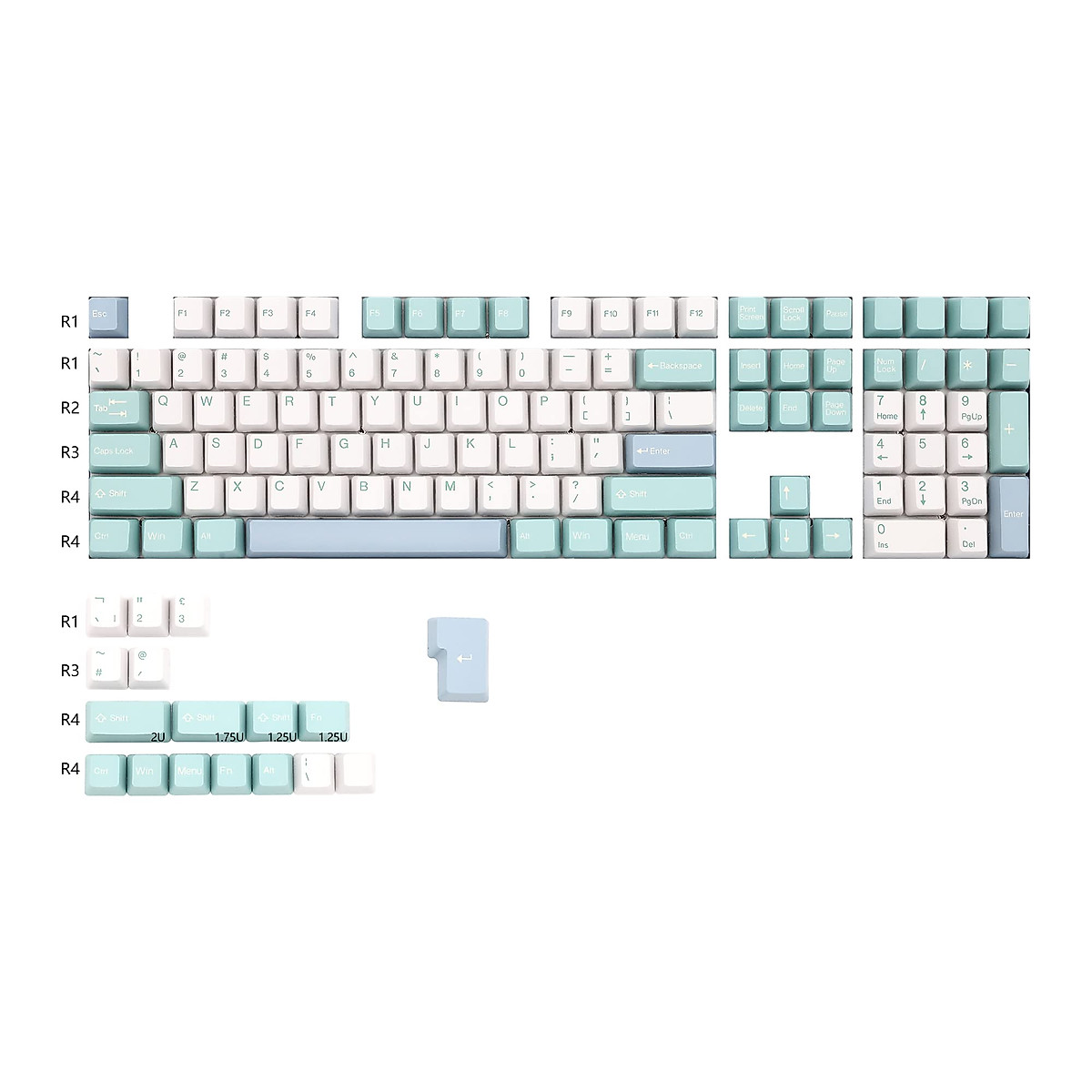KPREPUBLIC Taihao Hygge PBT Double Shot keycaps for DIY Gaming Mechanical Keyboard OEM Profile for XD64 BM60 BM68 BM80 BM65 BM68 Elegant (TaiHao Hygge Set x1)