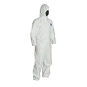 Tyvek Disposable Suit by Dupont with Elastic Wrists, Ankles and Hood (3XL) White
