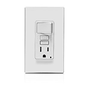 Leviton GFCI Switch Outlet Combo, 15 Amp, Self Test, Tamper-Resistant with LED Indicator Light, Saves Space, GFSW1-W, White