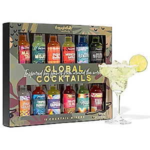 Thoughtfully Cocktails, Global Cocktail Mixer Set, Vegan and Vegetarian, Flavors Margarita, Moscow Mule and More, Set of 12 (Contains NO Alcohol)