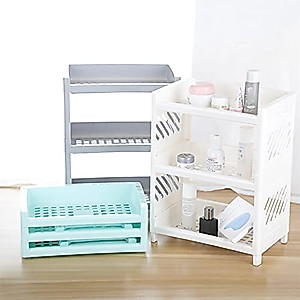 XINGWANG Three-Layer Desktop Storage Rack, Foldable Office Stationery Storage Rack,Kitchen Seasoning Storage Rack, Bathroom Cosmetic Storage Rack (White, 3-Layer)