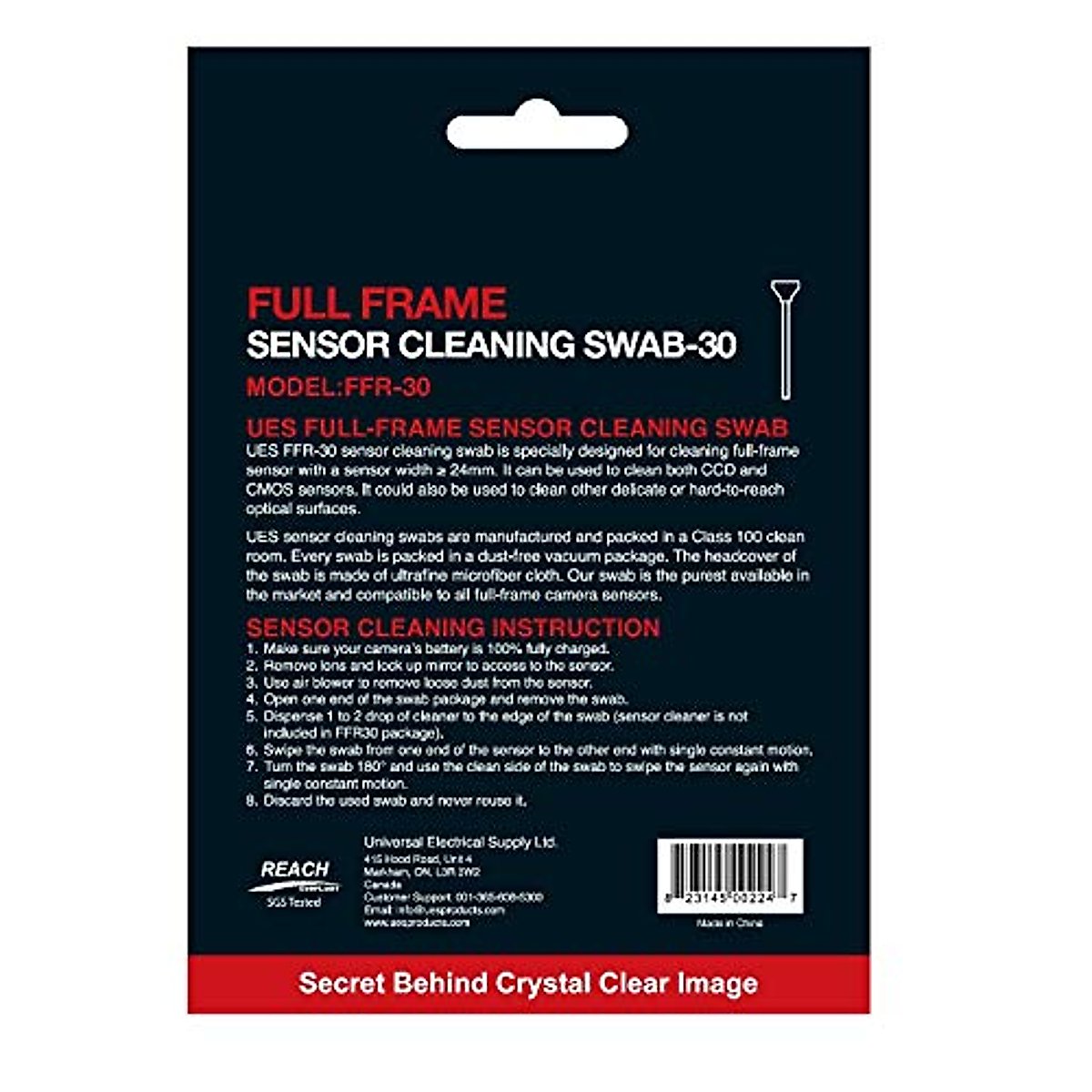 UES FFR-30 DSLR or SLR Digital Camera Sensor Cleaning Swabs for Full-Frame Sensors (30 X 24mm Swabs, NO Liquid Cleaner)