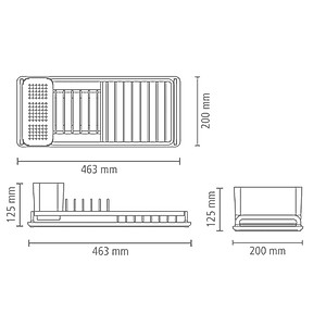Brabantia Large Dish Drying Draining Rack (Light Gray) Plastic Easy-Clean Drip Tray & Removable Cutlery Basket