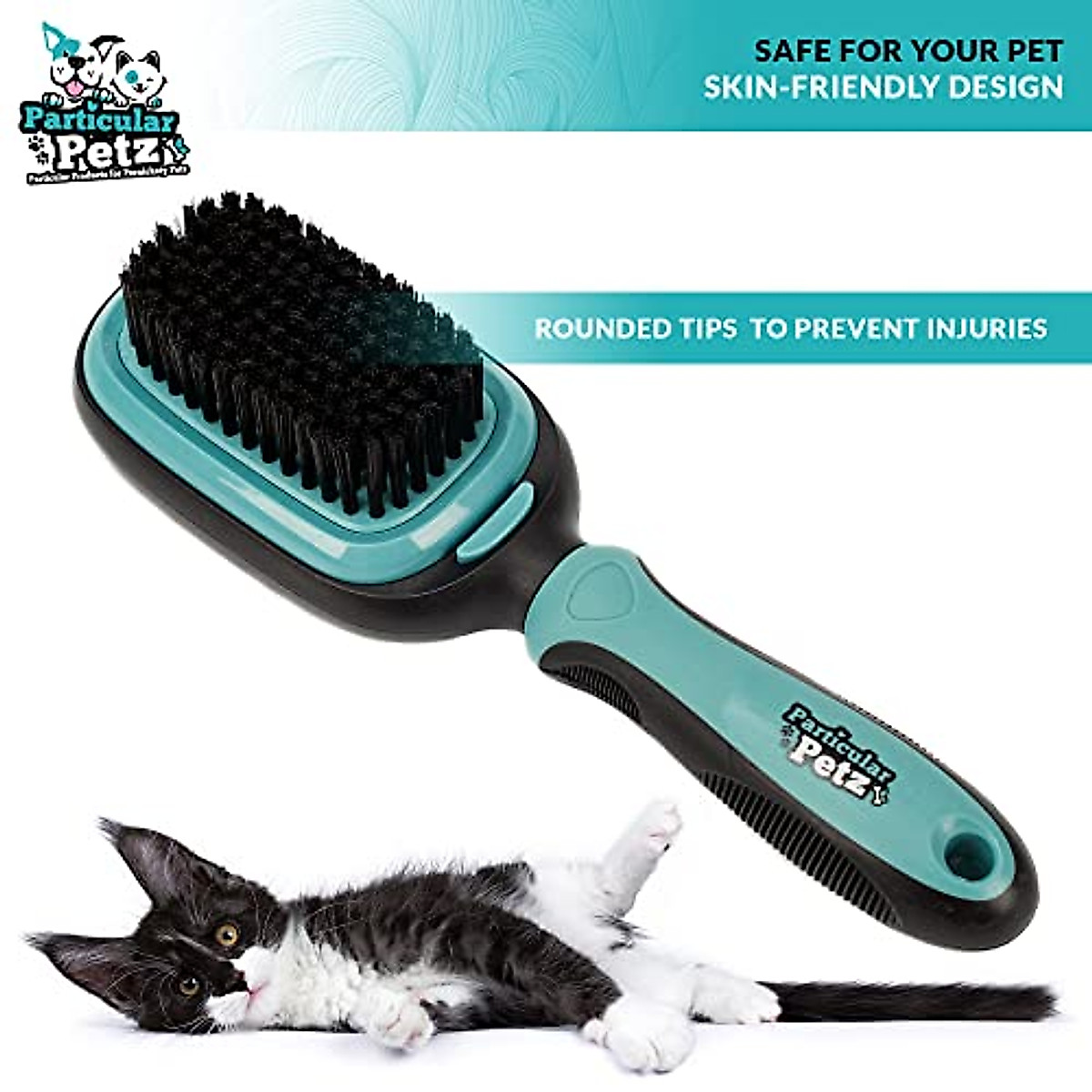 Paticular Petz Cat Brush 5-in-1 Set Cat Brushes for Indoor Cats - Cat Brush for Shedding, Dematting Comb, Bristle & Pin Brush, Massage Brush & Bag