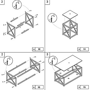 Coral Flower Modern Coffee Table Includes Coffee Table and Two End Tables, Modern Industrial Metal and Wood Occasional Tables, 3pc, Dark Oak