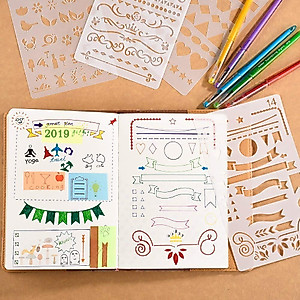 Journal Stencil 20 PCS Plastic Planner Stencils Set for Journal Notebook Diary Scrapbook DIY Drawing Card Template Journal Stencils, 4x7 Inch1