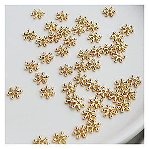 GENIGW 10PCS 14K Gold Color Plated Snowflake Beads Spacer Beads DIY Jewelry Accessories
