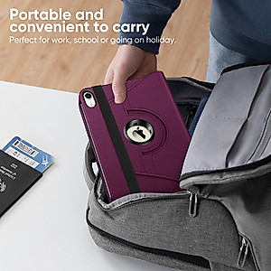 Fintie Rotating Case for iPad Mini 7 (A17 Pro, 7th Generation) 2024 / iPad Mini 6 (6th Gen) 8.3 Inch - 360 Degree Swiveling Stand Protective Back Cover, Auto Wake/Sleep, Purple