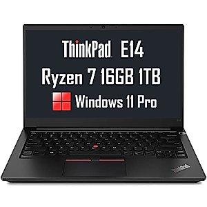 Lenovo ThinkPad E14 Gen 3 14" FHD IPS (16GB RAM, 1TB PCIe SSD, AMD 8-Core Ryzen 7 5700U (Beat i7-1165G7)) Business Laptop, Anti-glare, Type-C (DP and Charge), Webcam, Win 10 Pro / Win 11 Pro
