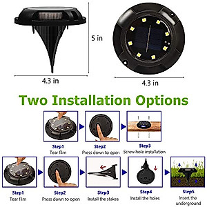 MAGGIFT 8 Pack Solar Ground Lights Outdoor, Disk Light 8 LED Warm White + 4 LED Blue, Waterproof Solar Powered Lights, In-Ground Walkway Deck for Pathway Driveway Landscape Garden Patio, Lawn, Yard