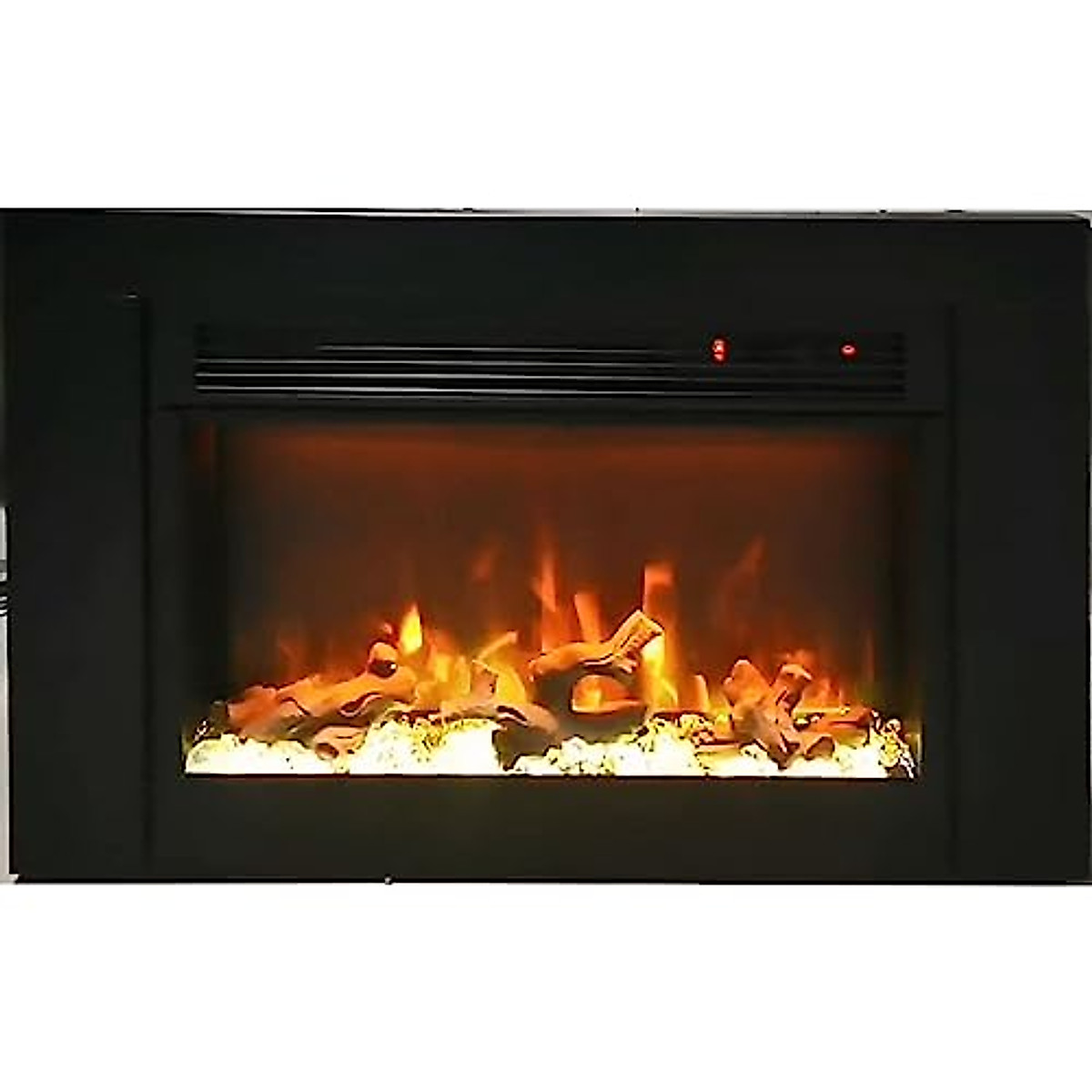 Y Decor 33 in. Realistic Flame Electric Fireplace Insert in Black with Remote Control