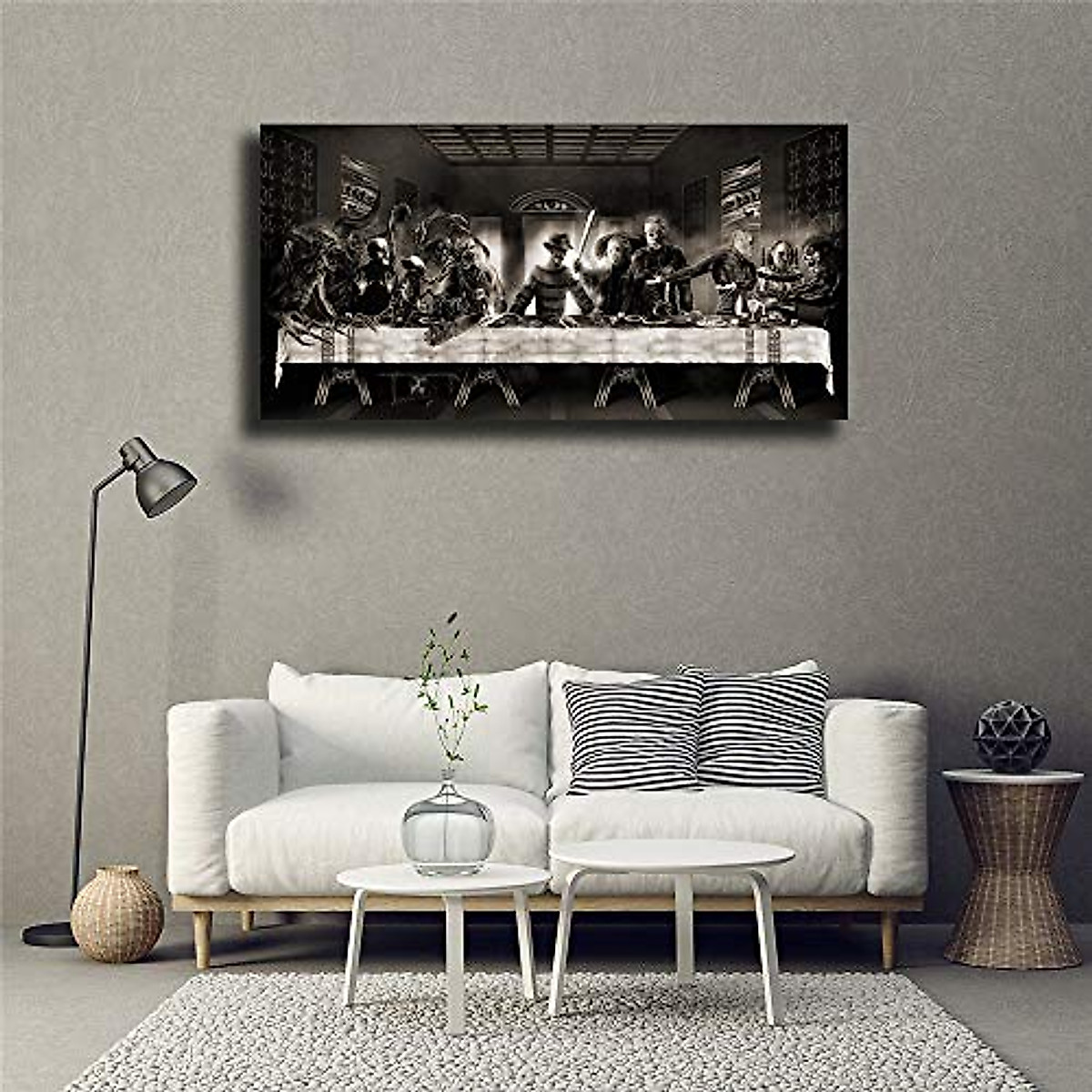 The Last Supper,Dark Evil Horror Spooky Creepy,Halloween,Wall Art Home Wall Decorations for Bedroom Living Room Oil Paintings IFUNEW Canvas Prints-1157 (Unframed,16x32inch)