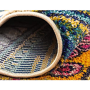 Unique Loom Estrella Collection Colorful, Paisley, Floral, Abstract, Modern Area Rug, 2 ft 7 in x 10 ft, Beige/Pink