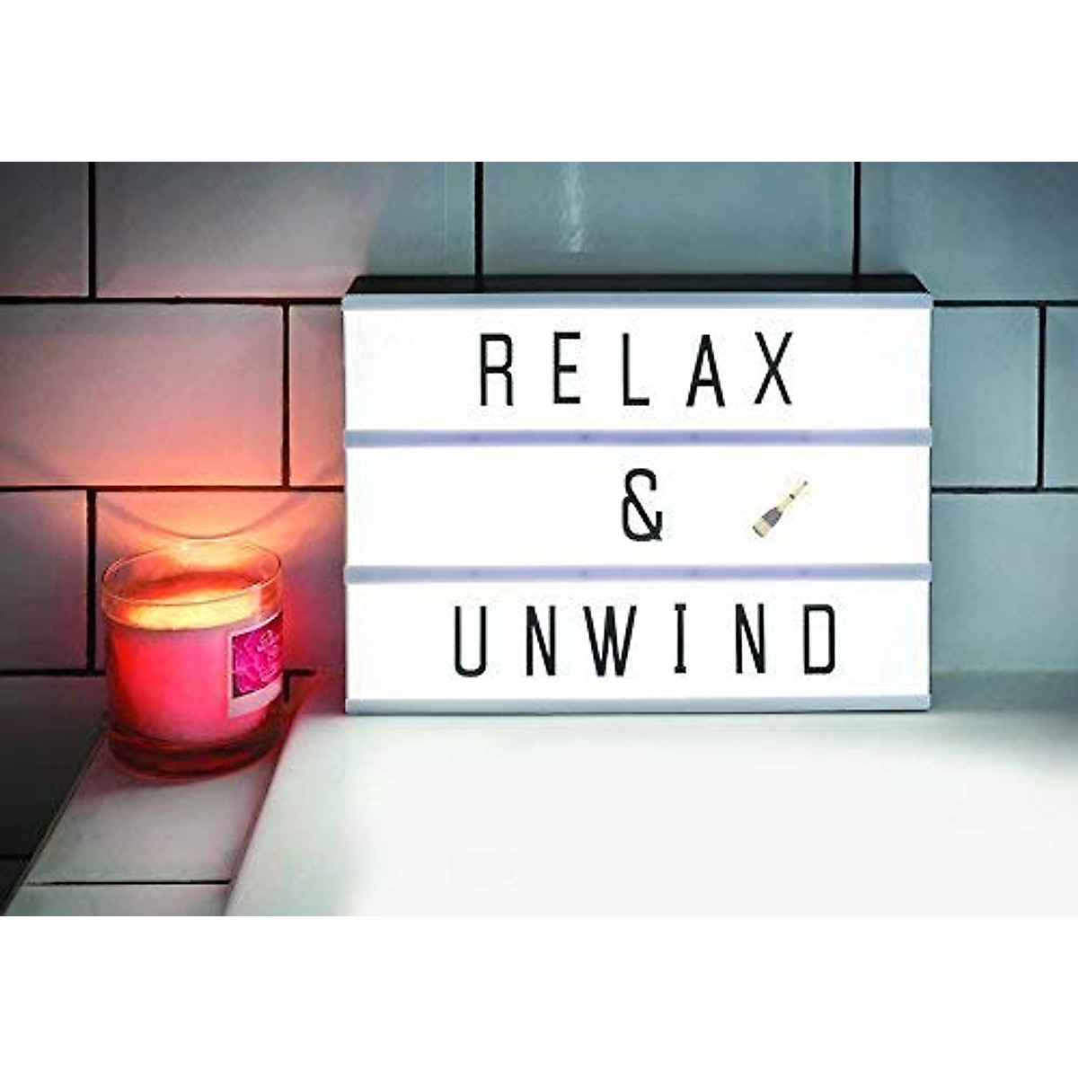 A4 Cinematic Light Box Sign - 105 Letters and Colour Emojis - USB or Battery Operated - USB Cable Included - Vintage Cinema LED Sign