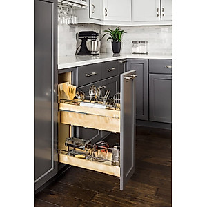 Hardware Resources 8.5" Base Cabinet Soft-Close Pullout Utensil Organizer with Patented "No Wiggle" Technology to Eliminate Rocking, Pre-Assembled with Steel Bins for 12" Base Cabinets