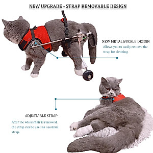 Cat Wheelchair, Newly Upgraded Pet Wheelchair, Removable Harness Design, Lightweight Cat Wheelchair for Back Legs of Doggie, Cats, Rabbits (M)