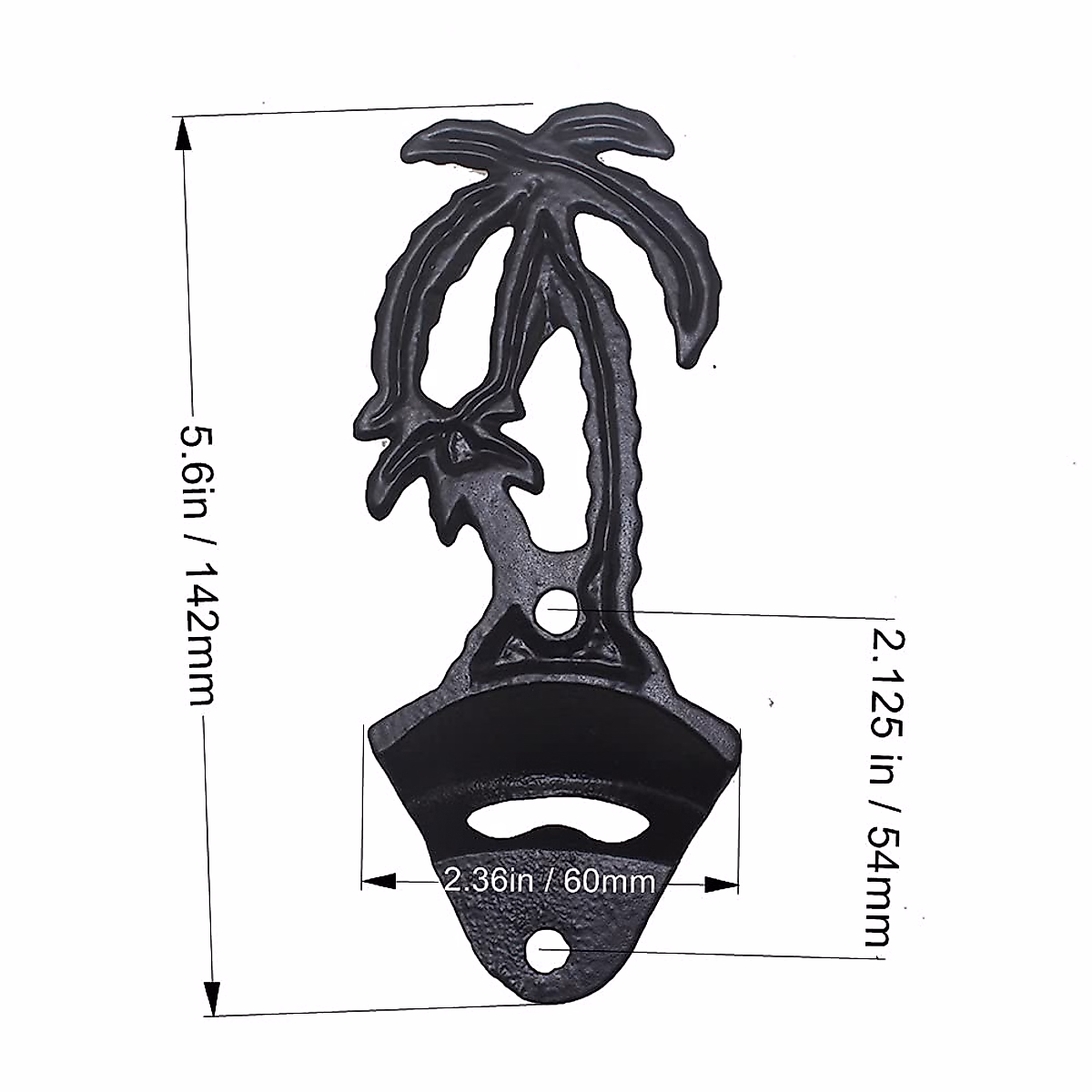 Luwanburg Black Cast Iron Palm Tree Novelty Bottle Opener, Rustic Wall Mount Bottle Opener Beach Coastal