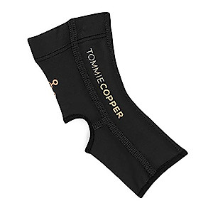 Tommie Copper Performance Compression Ankle Sleeve, Unisex, Men & Women, Breathable Extra Support Sleeve for Joint & Muscle Support - Black, Medium