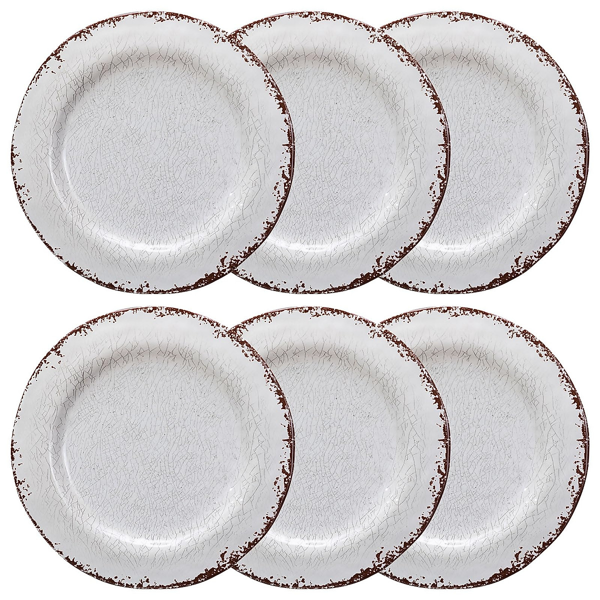 LEHAHA 6 Piece White Dinner Plate Set, 11” Durable Melamine Plates, 6 Piece Camper RV Dishes Set for Formal and casual dining, Lightweight and Chip Resistant, Dishwasher Safe