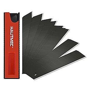 HAUTMEC 10pcs 18mm SK2H Ultra Sharp Snap Off Blades, Retractable Black Utility Knife Replacement Blades, Sharper SK2H Heavy Duty Refill Blades, Creative Safety Box, for Box, Carpet, Rope HT0144-BL