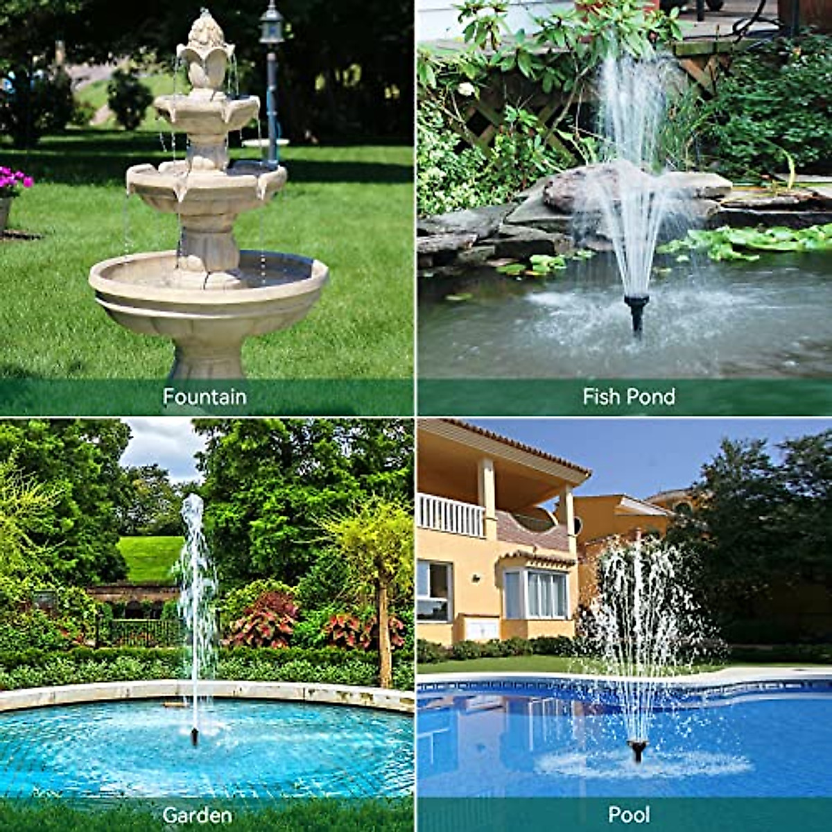 Antfraer Solar Water Pump, 20W Solar Water Fountain Pump 320GPH+ Flow Adjustable with 16.5FT Cord, 7 Nozzles Solar Fountain Pump for Pond Fish Pond Garden Waterfall Pool Hydroponics DIY Water Features