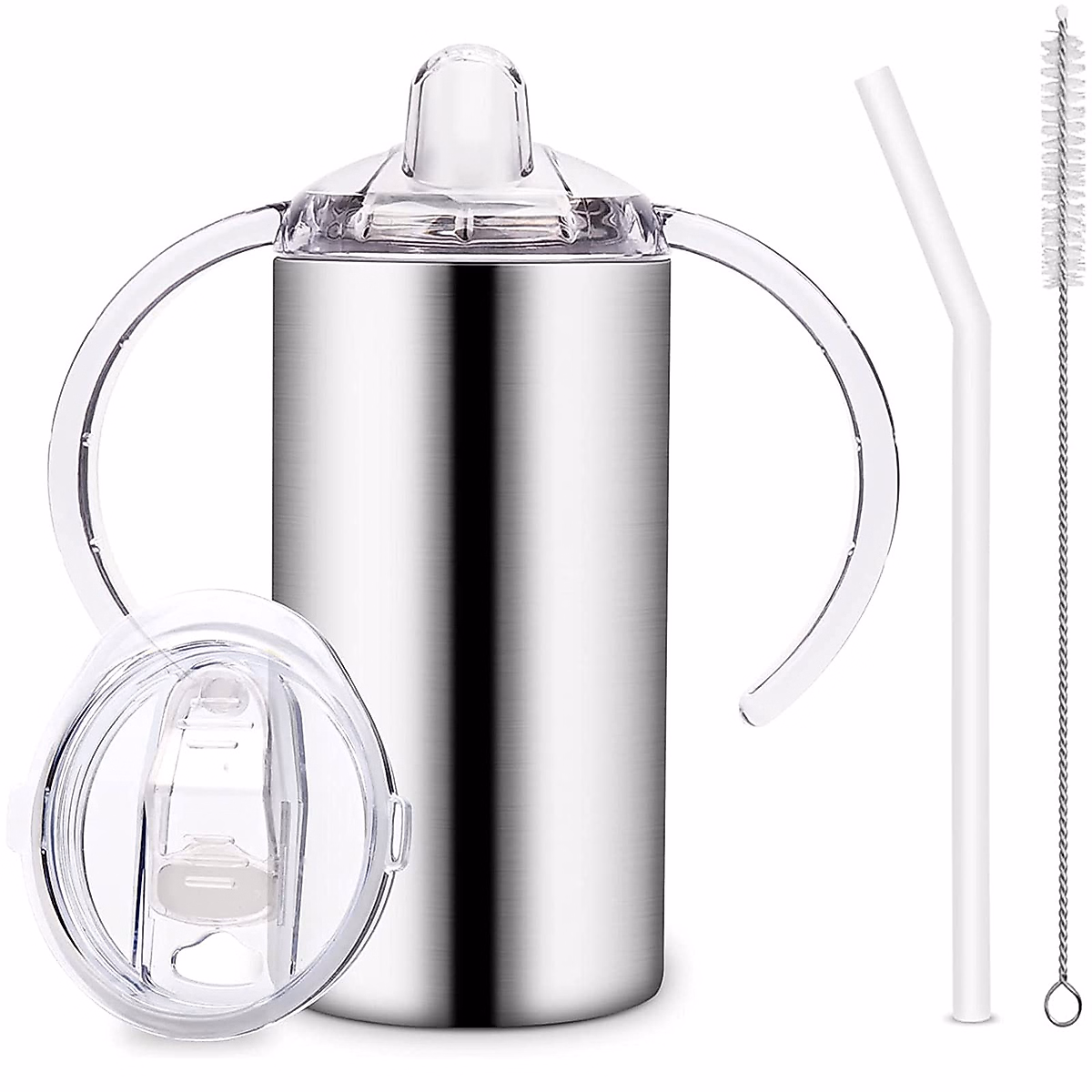 Vermida 12oz Stainless Steel Sippy Cups for Toddlers with Handles, Spill Proof Double Wall Vacuum Insulated Sippy Cups, Kids Straw Cups with Extra Lids for School, Outdoor
