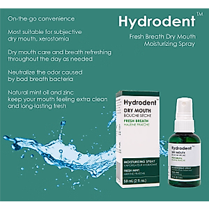 Hydrodent Fresh Breath Dry mouth Moisturizing Spray, Fresh Mint, Natural, 2 oz