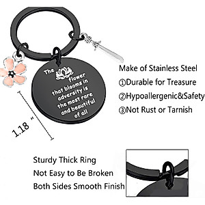 Princess Inspired Cuff Bracelet Keychain The Flower That Blooms in Adversity Jewelry Gift for Her (keychain black)