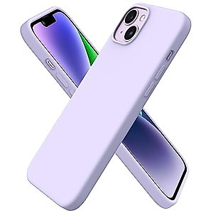 ORNARTO Compatible with iPhone 14 Plus Case 6.7, Slim Liquid Silicone 3 Layers Full Covered Soft Gel Rubber Phone Case Protective Cover for Women Men 6.7 Inch-Pastel Lilac