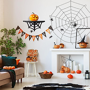 Mornex 1 Pcs Spider Web Floating Shelf for Halloween Wall Decor, Gothic Halloween Home Decor Indoor Shelf Decor to Display Figurines, Black
