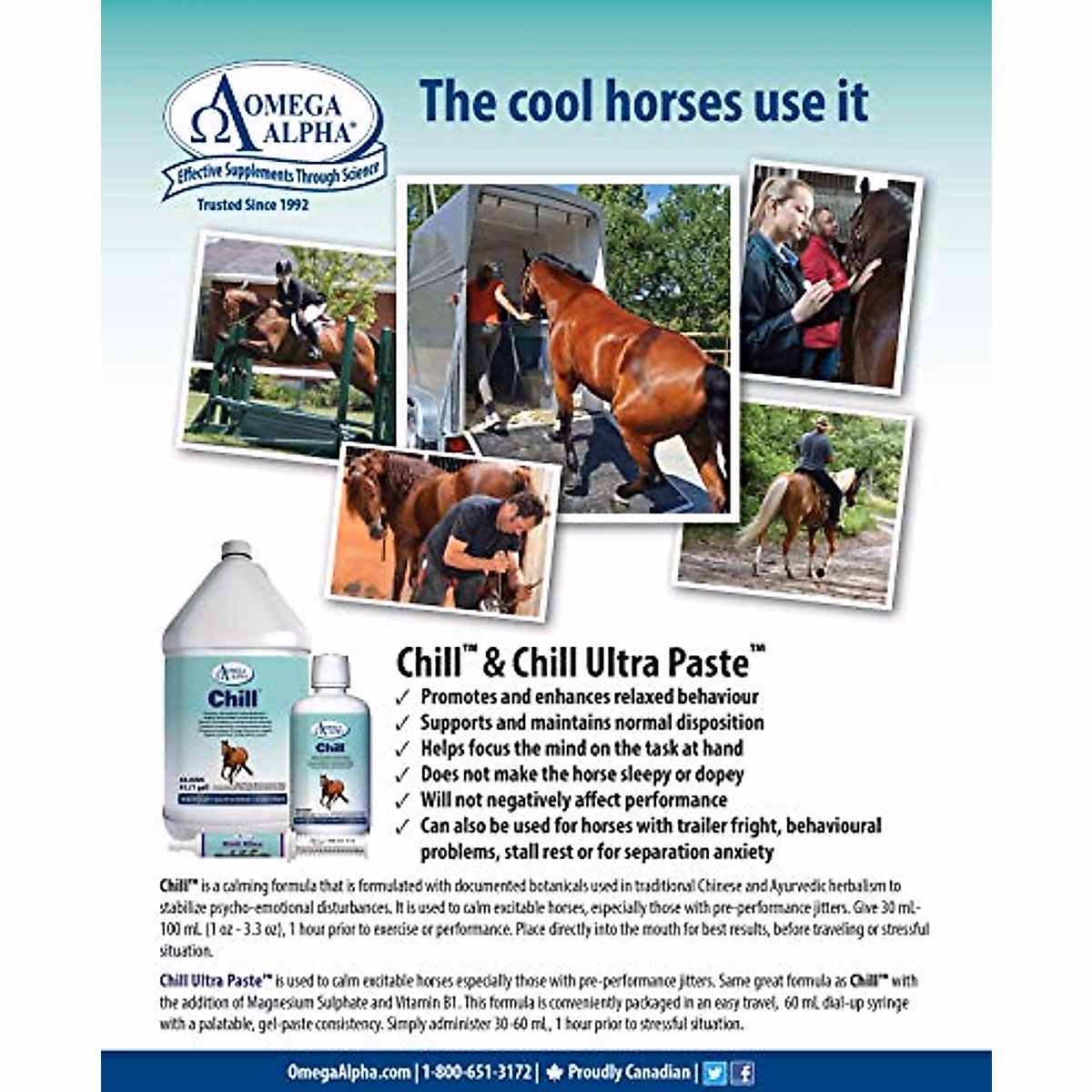 Chill Calming Formula for Horses - 32 Ounces (Quart)