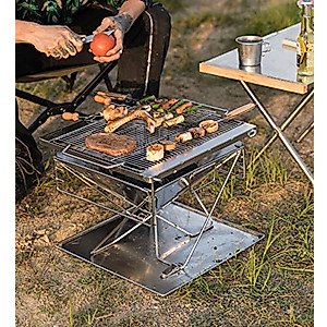 Campingmoon BBQ Grill Fire Pit Foldable Stainless Steel - Large MT-045