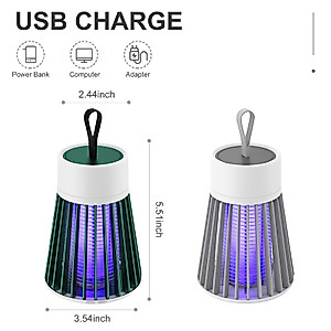 Electric Mosquito Zapper Lamp, Bug Zapper Fly Zapper & Mosquito Zapper Portable Indoor Bug Zapper, Bug Zapper Rechargeable Mosquito and Fly Killer Indoor Light with Hanging Loop White