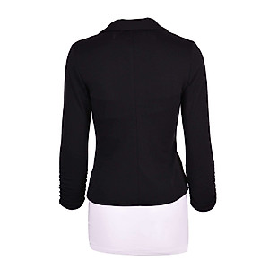 Auliné Collection Women's Casual Work Solid Color Knit Blazer Black 1X