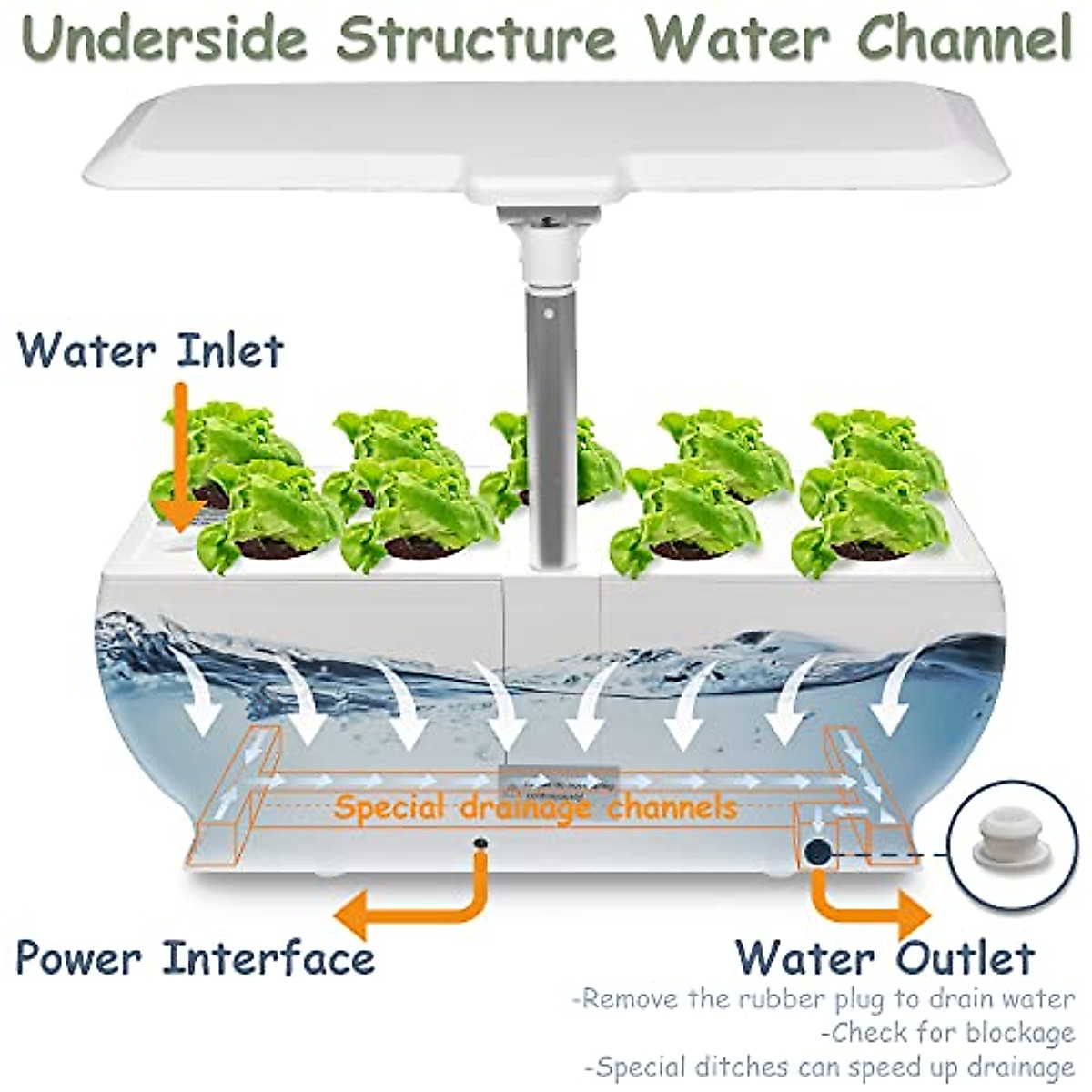 Hydroponics Growing System, 9 Pods Indoor Garden with Cyclically Timed 100 LED Grow Light and Water Pump, Garden Planter Kit for Herbs, Vegetables, Plants Flowers and Fruit (White)