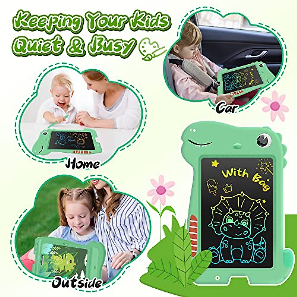 LEYAOYAO LCD Writing Tablet 10Inch Toddler Toys, Doodle Board with Bag Drawing Pad Gifts for Kids, Dinosaur Boy Toy Drawing Board Birthday, Drawing Tablet for Boys Girls 3-6 Years Old