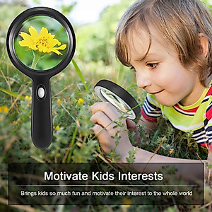 HYOIIO 10x Magnifying Glass with Light, Lighted Magnifying Glass 10X with 12 LED Lights for Seniors Kids- Large Magnifying Glass for Reading, Inspection, Coins, Jewelry, Explorin