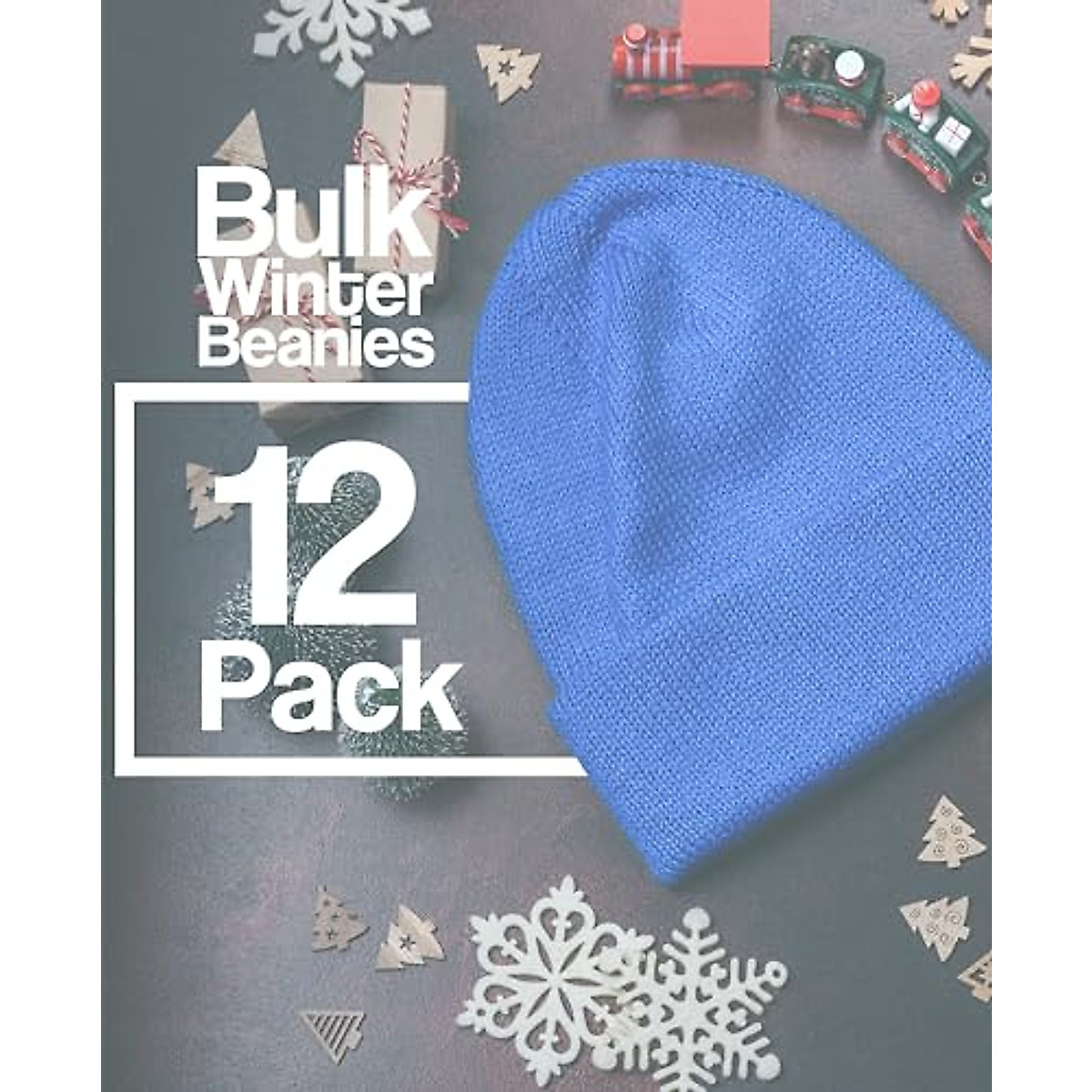 12 Pack Winter Beanie Hats for Men Women, Warm Cozy Knitted Cuffed Skull Cap, Wholesale