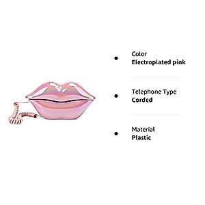 Lip Landline Phone, Electroplating Funny Lip Shape Telephone, Home Desktop Corded Fixed Telephone for Home Office Phones…
