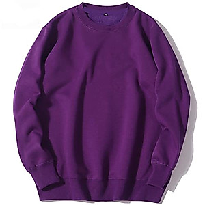 Oversized Crewneck Sweatshirt Men Ladies Sweat-Shirts Oversized Long Sleeve Shirts for Men Men's Hoodies Pullover Blank Hoodie White Sweatshirt Men Soft Graphic Crewneck Sweatshirt Purple M