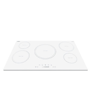 Summit SINC5B36W 36-inch 5 burner Digital Electric Induction Cooktop, White Ceramic Glass, 208V-240V, 9300W, Child lock, Energy Efficient, Timer, Easy to Clean
