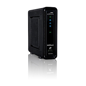 ARRIS SURFboard SBG6580 DOCSIS 3.0 Cable Modem/ Wi-Fi N300 2.4Ghz + N300 5GHz Dual Band Router - Retail Packaging Black (570763-006-00) (Renewed)