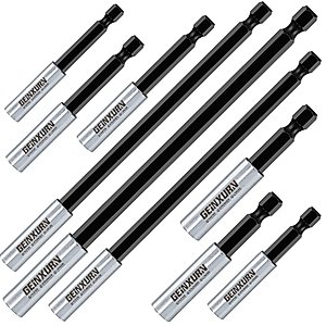 Geinxurn 9Pc Cr-V Screwdriver Bit Holders, Extension Socket Drill Bit Magnetic Holder Hex Shank Quick-Change Drill Bit Guide (2.5”3”6”)