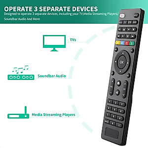 Universal TV Remote Control Replacement for Samsung LG Sony,Philips,Hisense,TCL,Insiginia,Toshiba,Emerson,Vizio,Roku Smart TVs and More Brand, Remote Simple Setup 3 Device(TVs/Streaming Players/Audio)