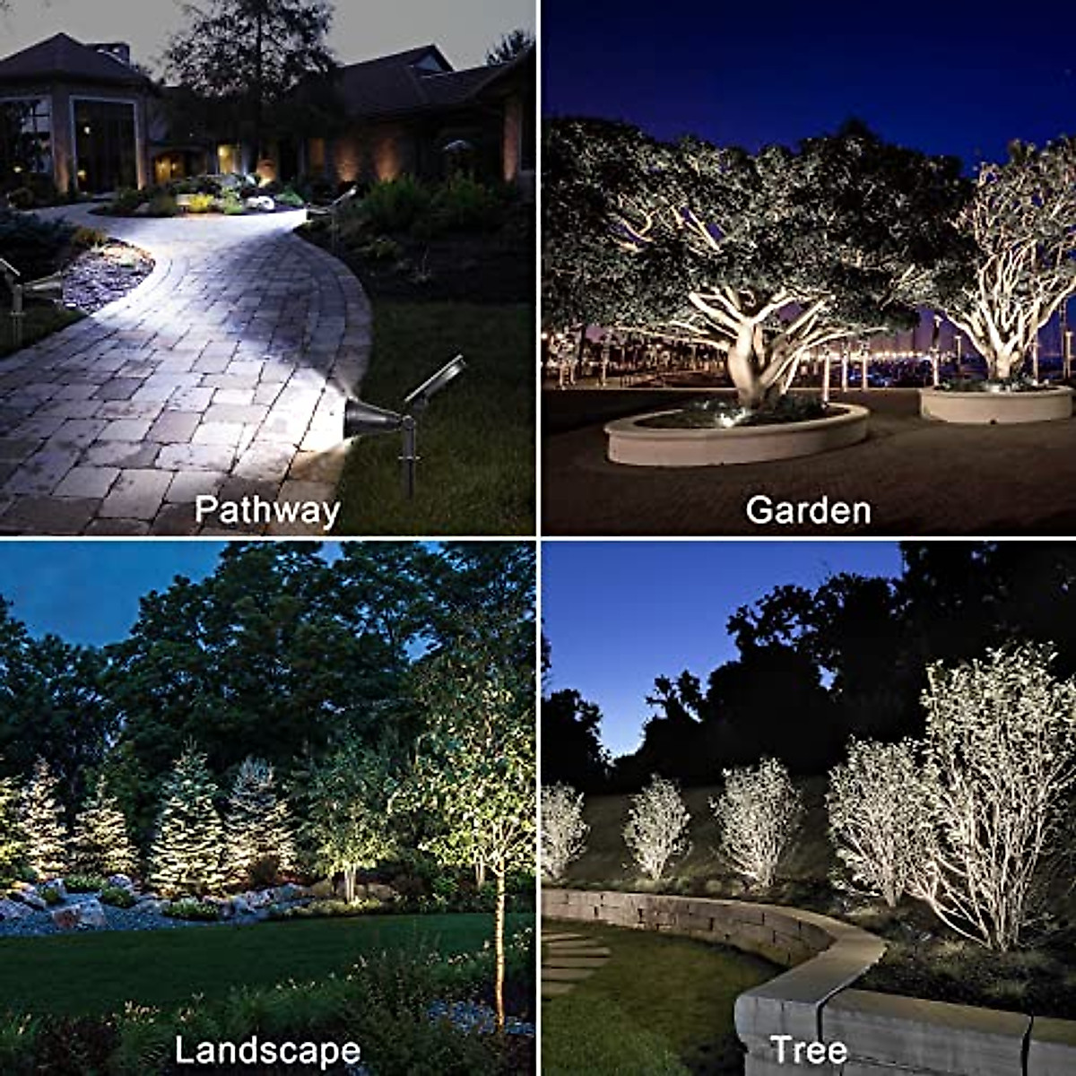 CREPOW Solar Spot Lights Outdoor, 7 LED Solar Power Landscape Spotlights Solar Garden Lights Adjustable Auto ON/Off IP65 Waterproof Wall Lights for Patio Walkway Pathway Yard Pool, Cold White - 4 Pack