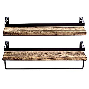 951 PRODUCTS Floating Shelves Wall Mounted Storage Shelves for Kitchen, Bathroom, Set of 2 Carbonized Black