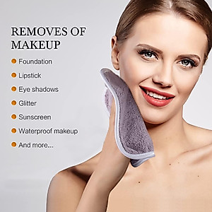 SINLAND Microfiber Makeup Remover Cloths 12 Pack Reusable Makeup Remover Pads Facial cloths Face Washcloths with Mesh Bag 6 x 6inch Purple